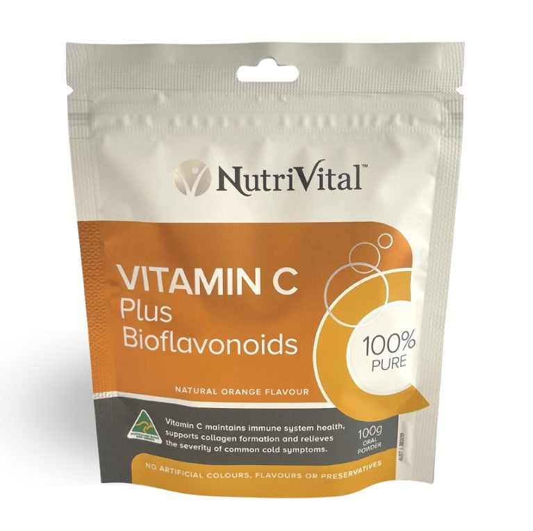 Buy NutriVital Vitamin C Plus Bioflavonoids 100g Box of 6 Online