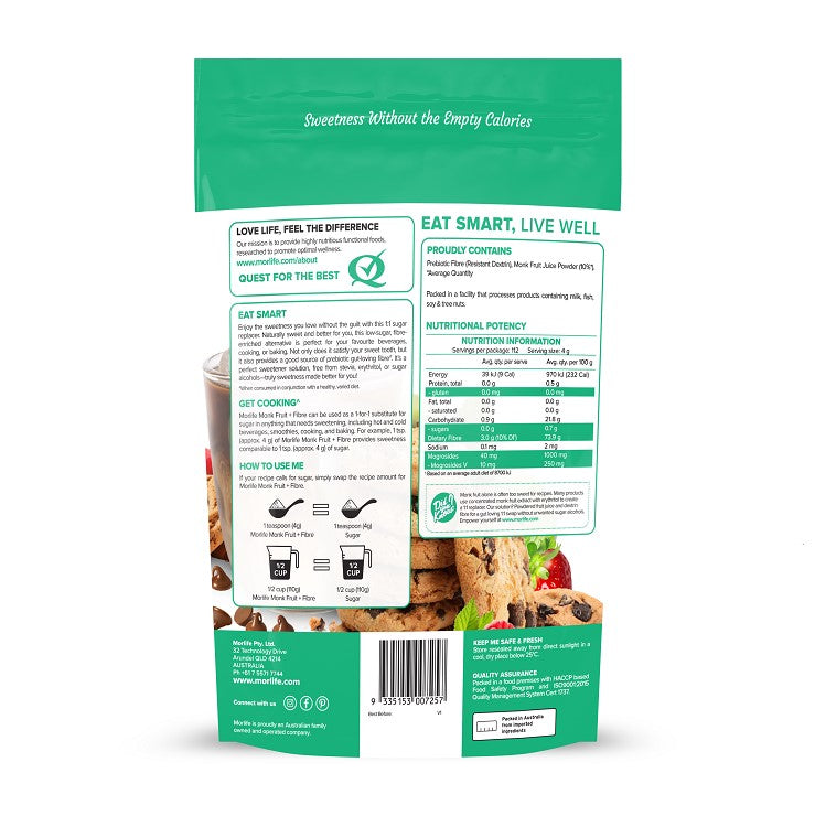 Buy Morlife Sugar Replacer Monk Fruit + Fibre 450g Online