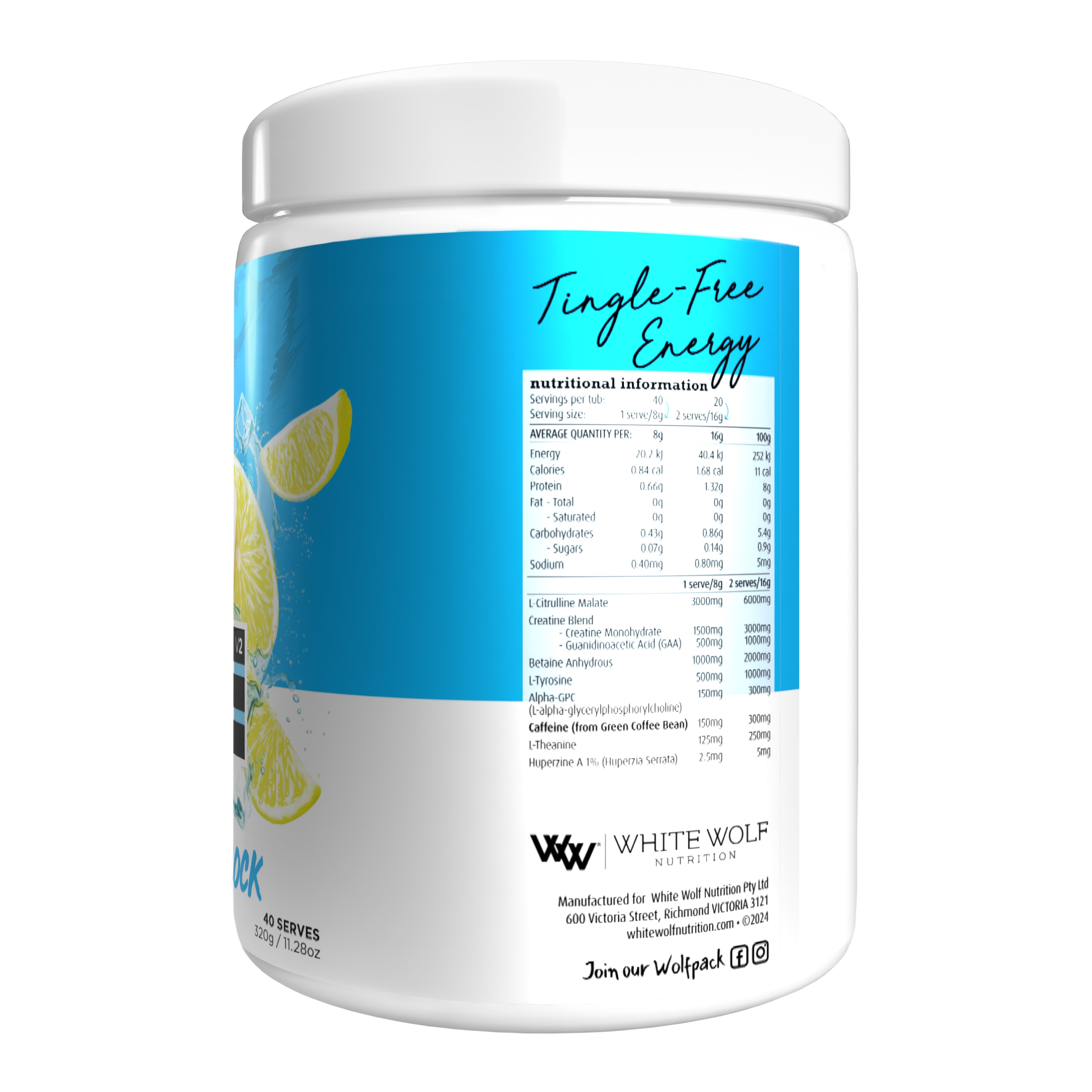 Buy White Wolf Nutrition Tingle Free PR3 Lemonade Ice Block 320g Online
