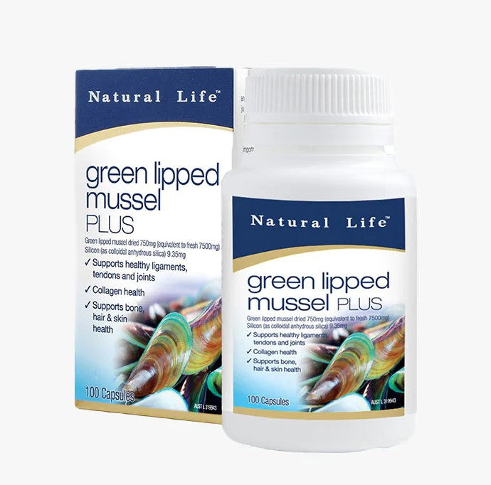 Buy Natural Life Green Lipped Mussel 750mg with Silica 100 Capsules Online