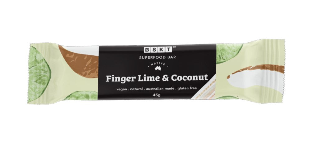 Buy BSKT Superfood Bar Finger Lime & Coconut 45g Box of 12 Online